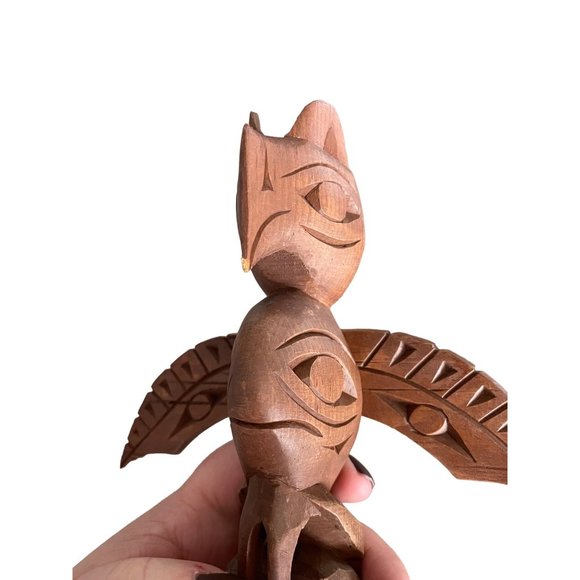 Art | Native American Totem Pole Wood Carving Rotating Wings Signed ...